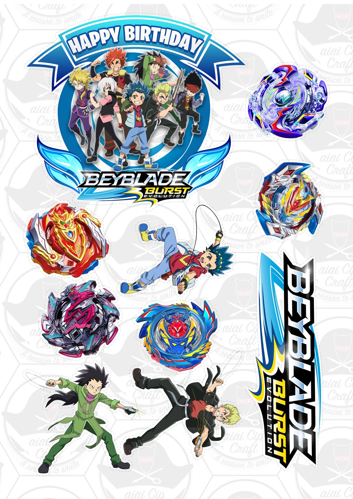Beyblade Cake Topper Digital Printable - Full A4 Size Paper-with ...