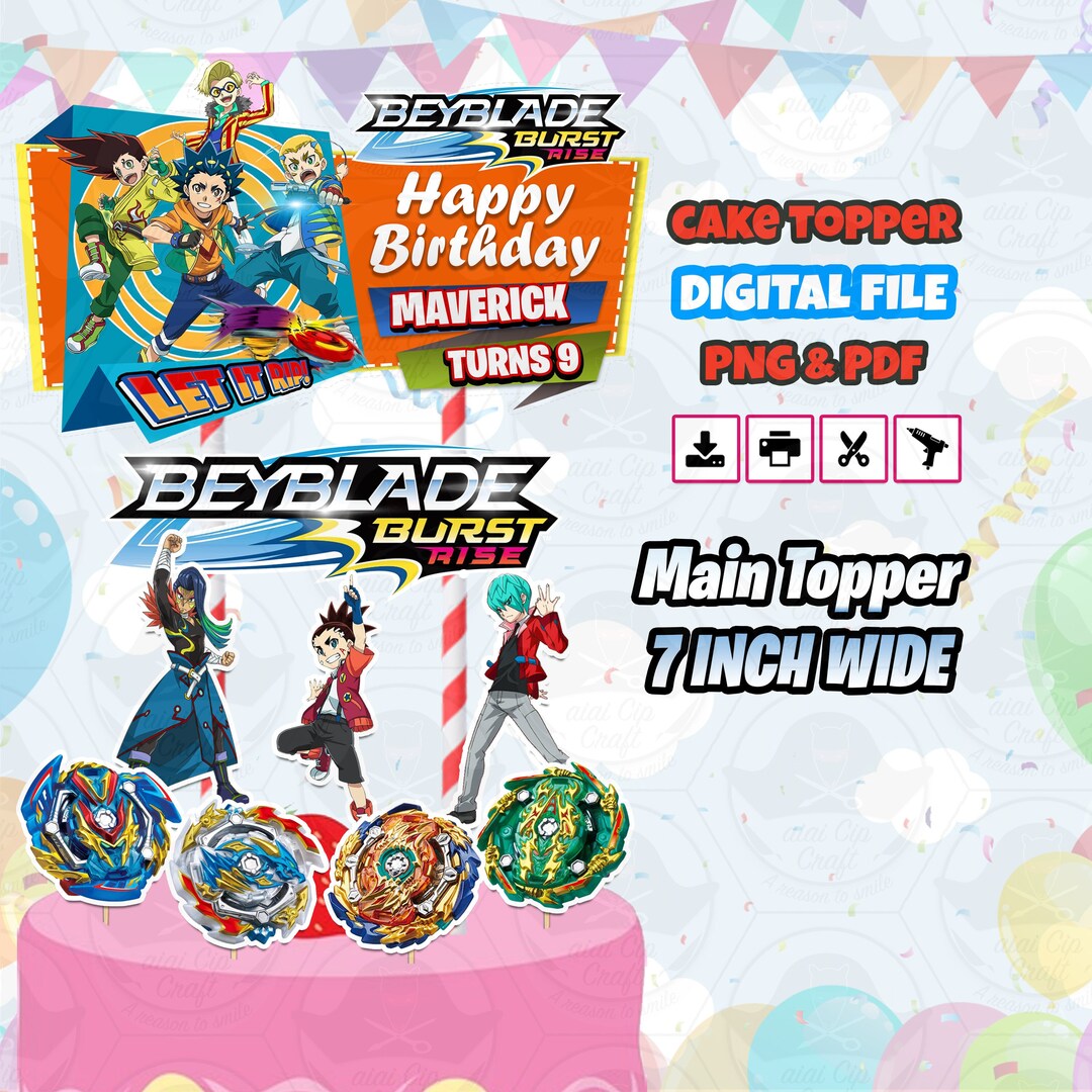 Digital Printable Files Beyblade Burst Rise Cake Topper V4 - Etsy Canada