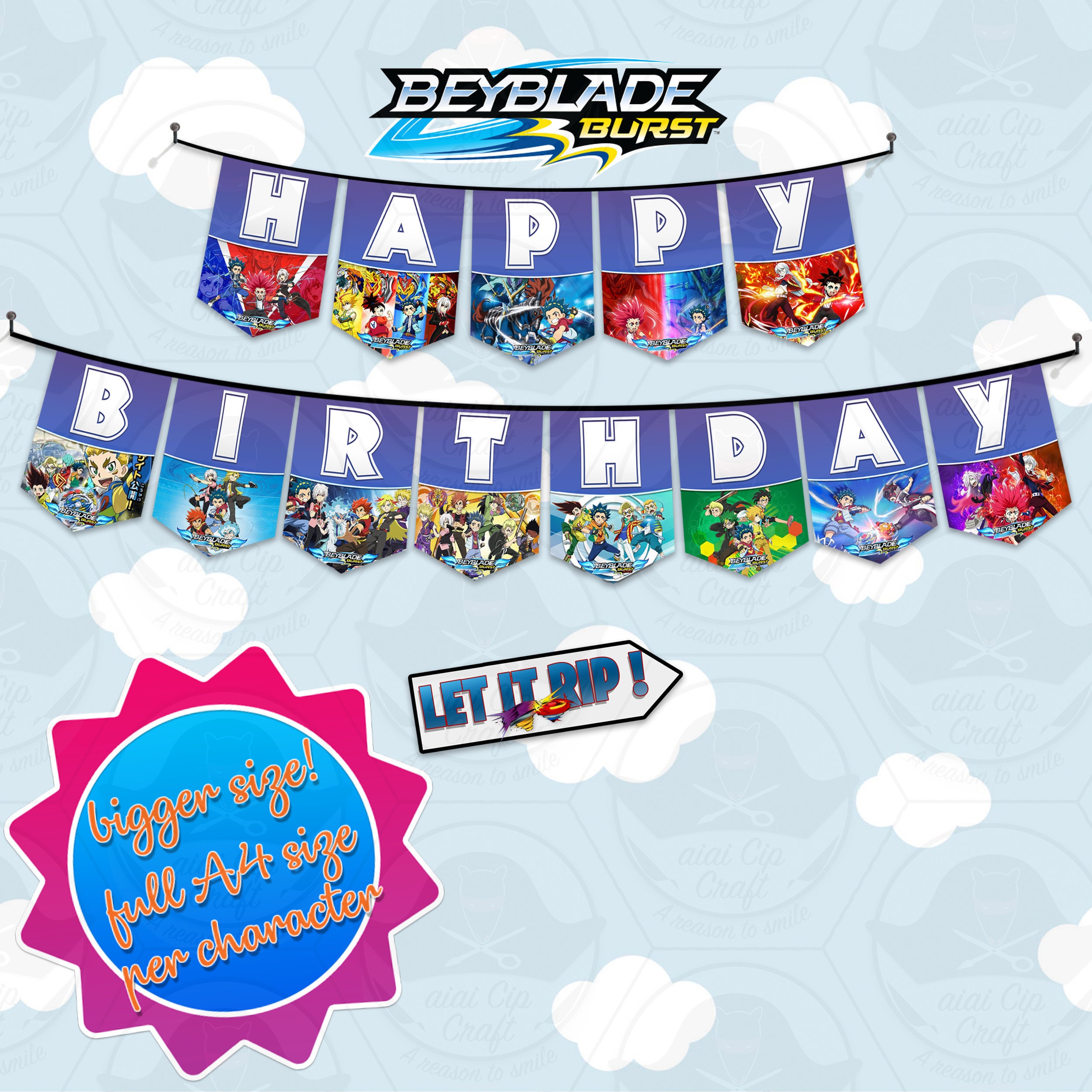 A4 Size per Character Digital Beyblade Banner for Birthday Party - Etsy ...