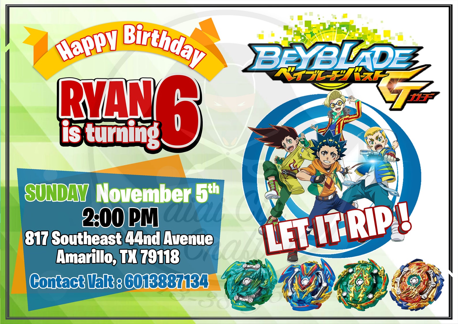 Beyblade Party Invitation Card Beyblade Birthday Party | Etsy