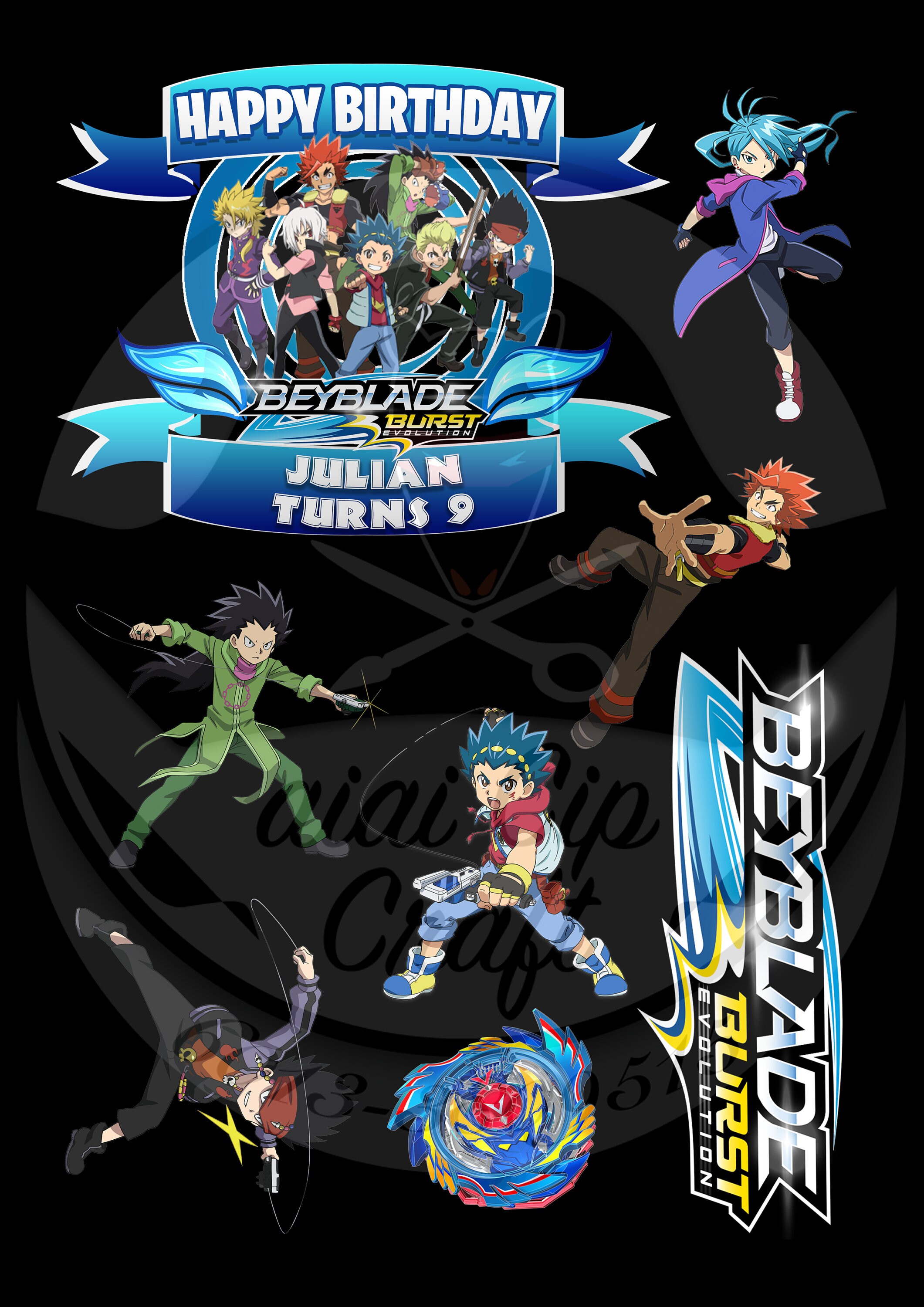 Special Offer !!! Personalise Beyblade Burst Cake Topper Template With ...