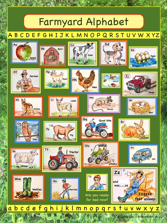 Farmyard Alphabet Poster - Etsy