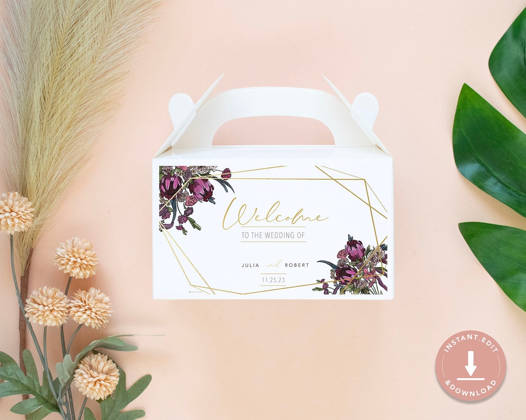 BOHO FLOWERS Editable Gable Box Instant Edit Printable Corjl - Etsy