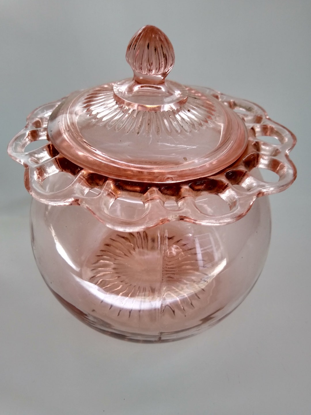 Pink Depression Glass Old Colony "open Lace" Pattern Cookie Jar Hocking ...