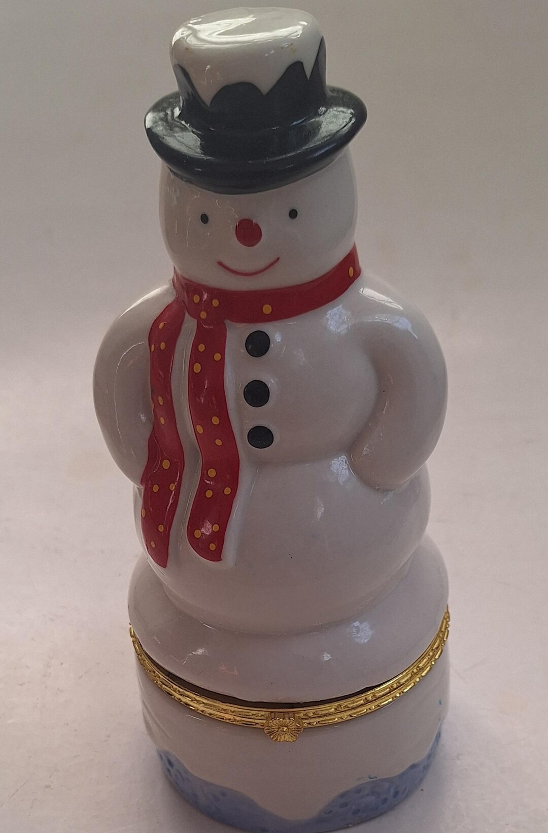 Ceramic "snowman" Trinket Box With Snap Lock 7.5". - Etsy