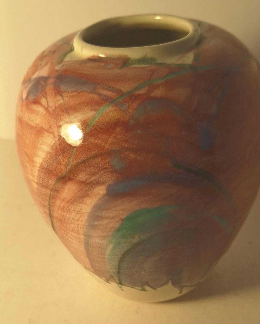 Sara Kira 1991 Ceramic Multicolored Vase 5.5" Signed. - Etsy