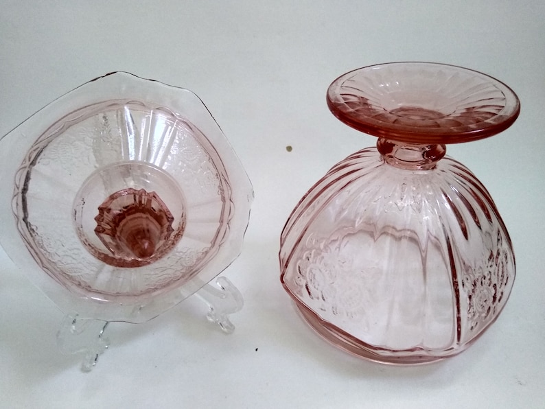 Pink Depression Glass Candy Jar. mayfair. Open Rose Pattern. - Etsy