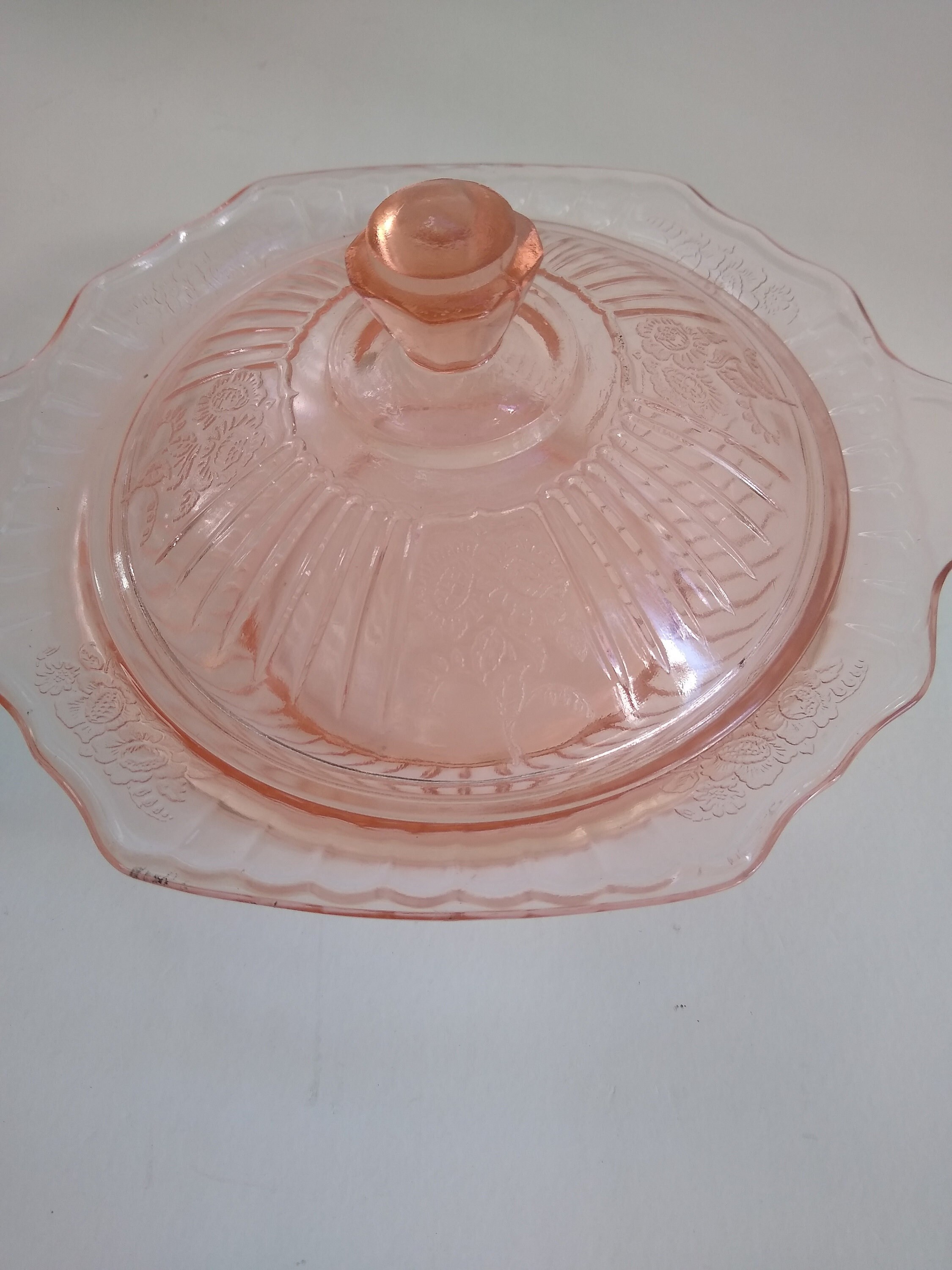 Pink Depression Glass mayfair Open Rose Pattern Butter Dish 8 - Etsy