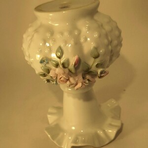 Lefton China Vase 6.5" With Raised Roses & Bluebells. Hand Painted #833 ...