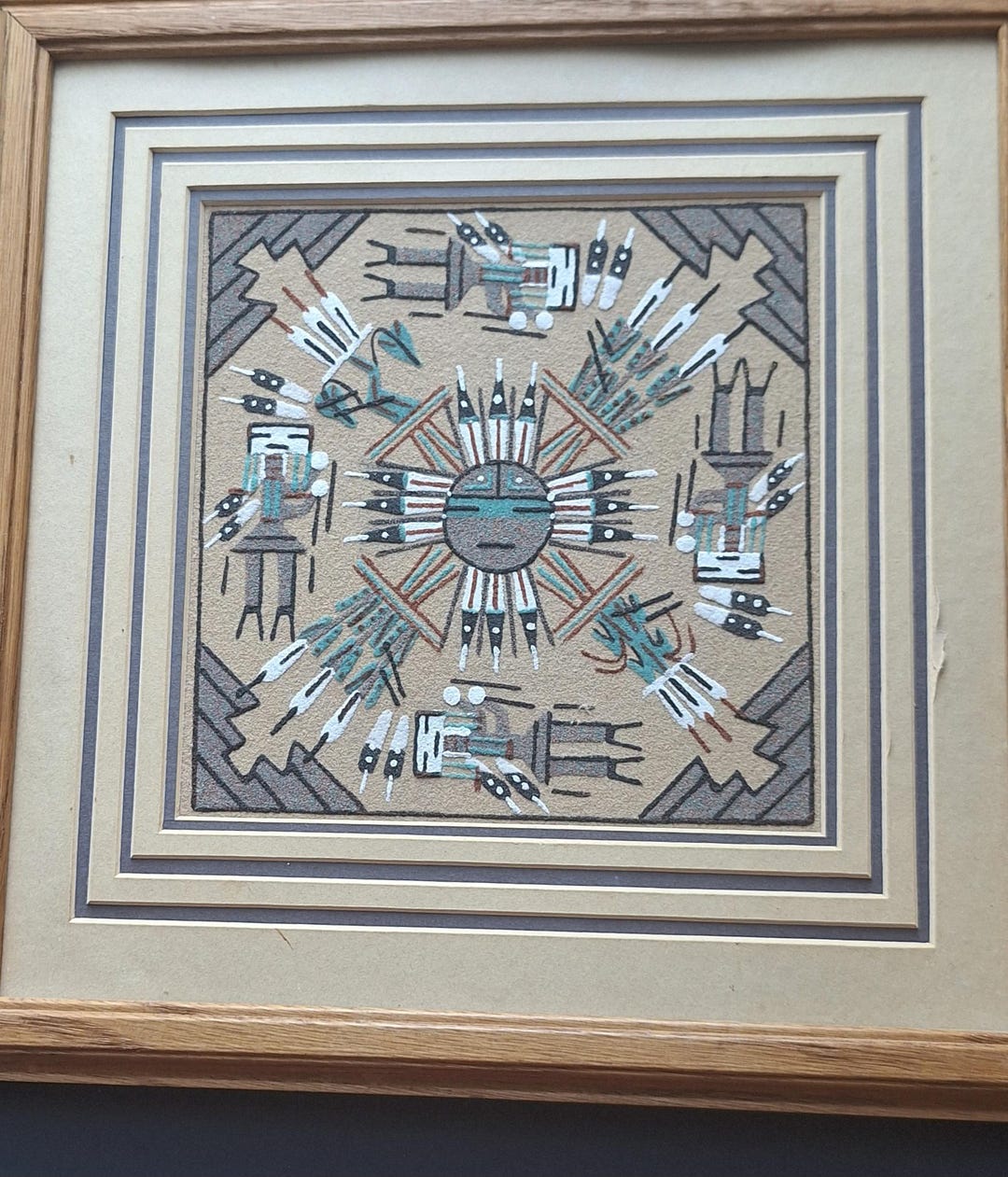 Art Print Navajo Sandpainting 13.5" "whistling Uri & Luari Sun" A. Lee ...