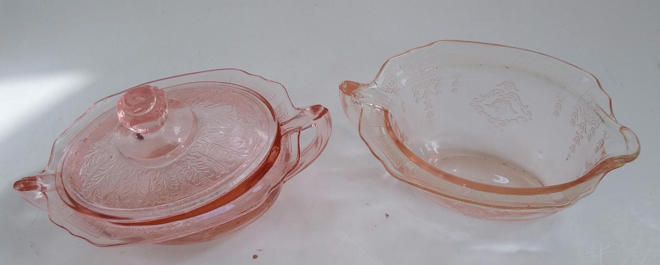 Pink Depression Glass "princess" Pattern Sugar 2" X" 5 1/2" and Creamer ...