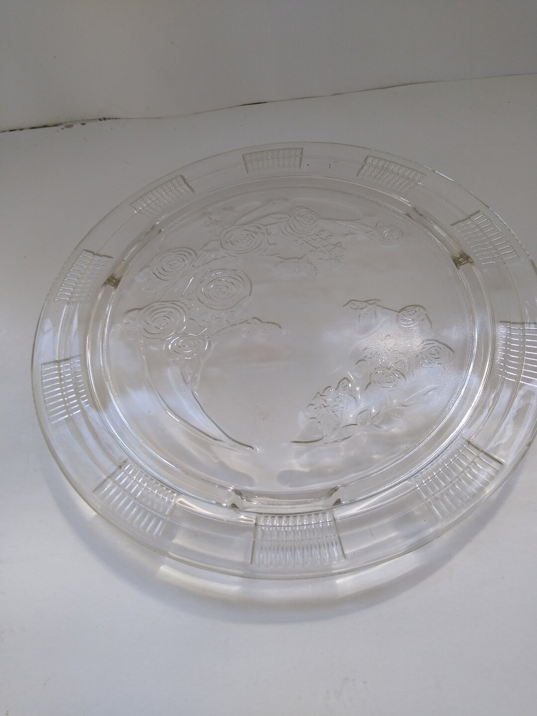 Clear Depression Glass. Sharon "cabbage Rose" Pattern. Cake Platter ...