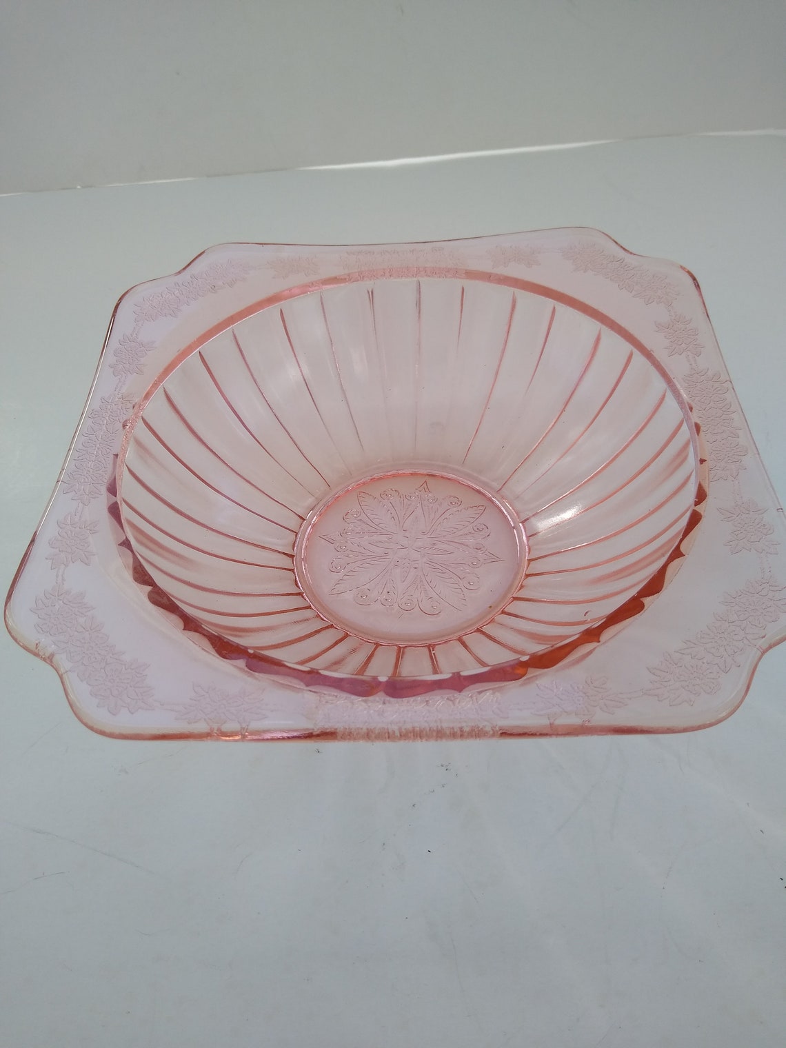 Pink Depression Glass adam Pattern Berry Bowl 7.75 - Etsy