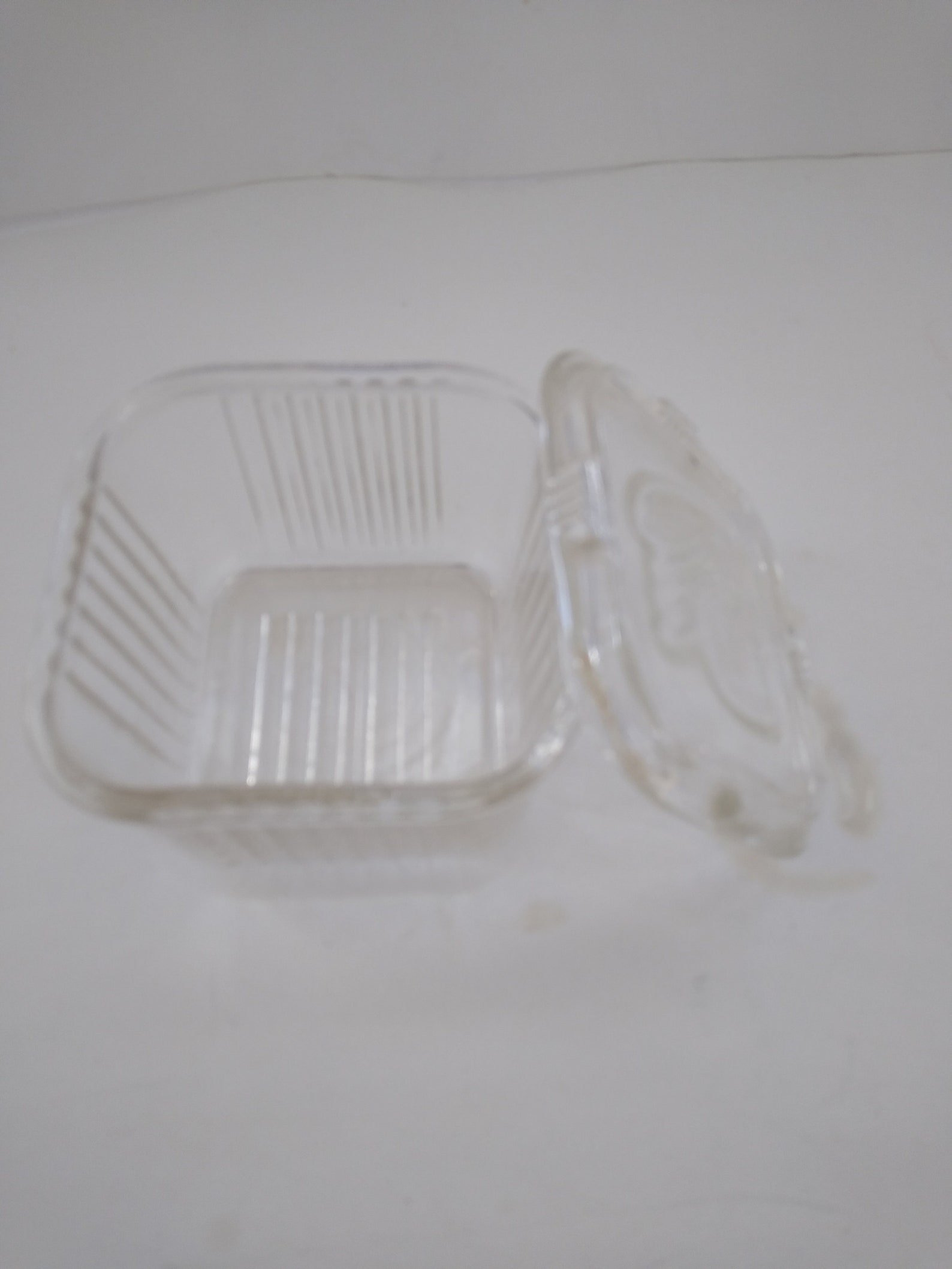Clear Depression Glass Refrigerator Box With Vegetables 4" X 4" - Etsy