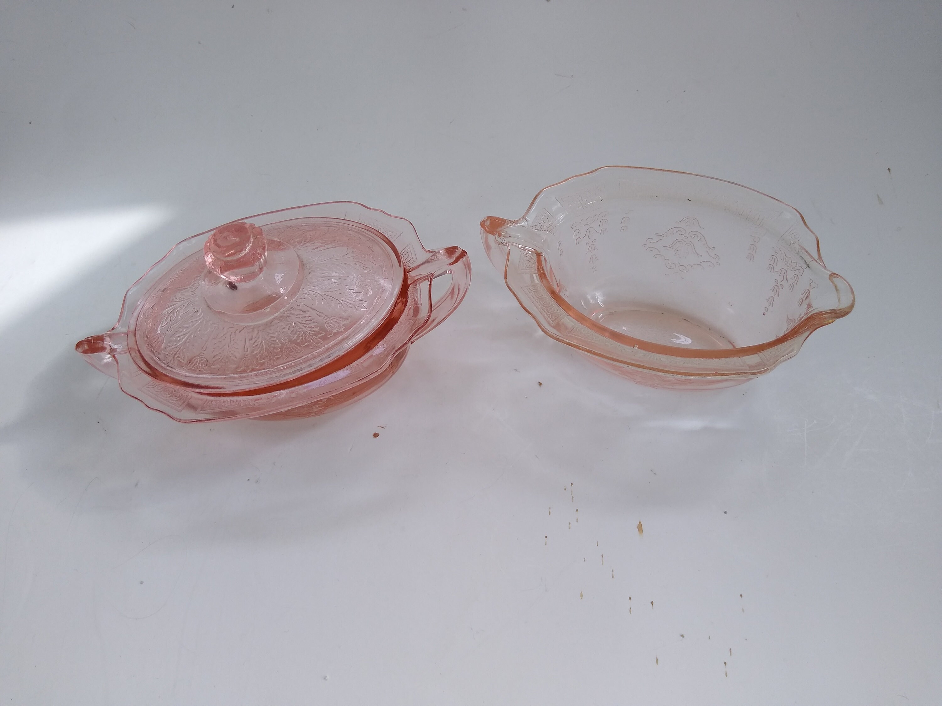 Pink Depression Glass princess Pattern Sugar - Etsy