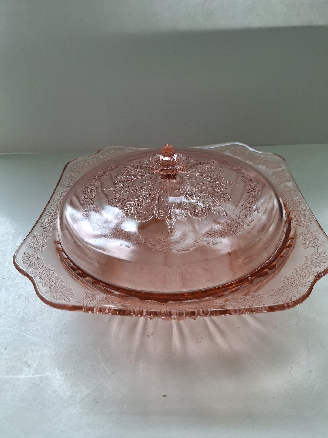 Pink Depression Glass "adam" Pattern Bowl 9" With Lid. - Etsy