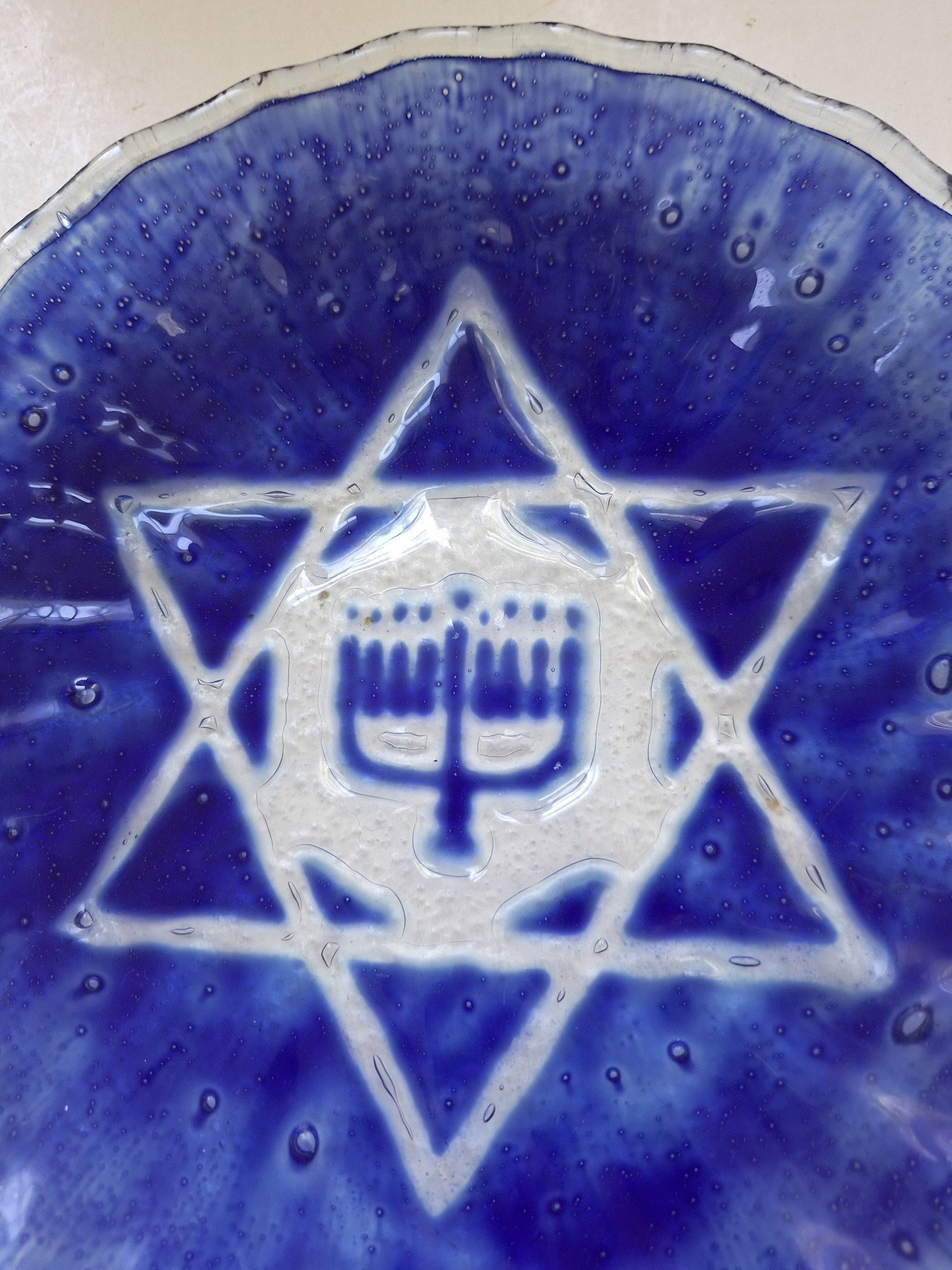 Hanukkah Plate 9" With Menorah and Star of David - Etsy