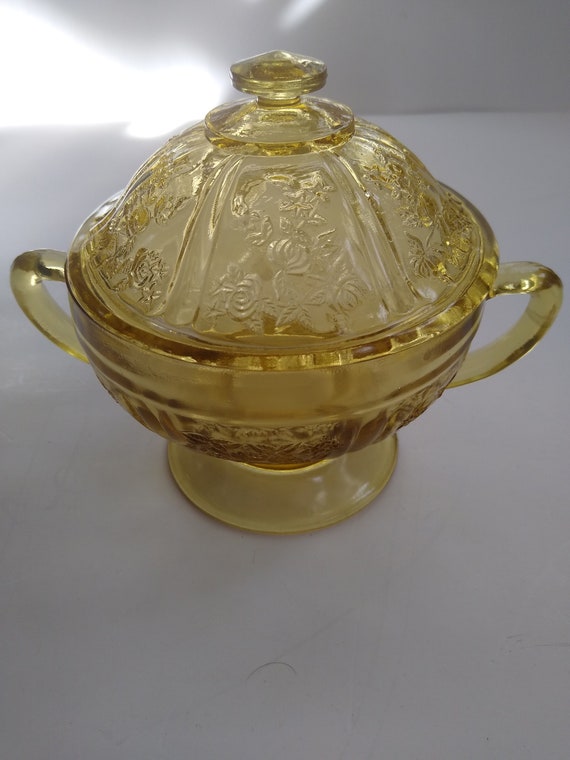 Amber Depression Glass sharon Pattern Sugar Dish | Etsy
