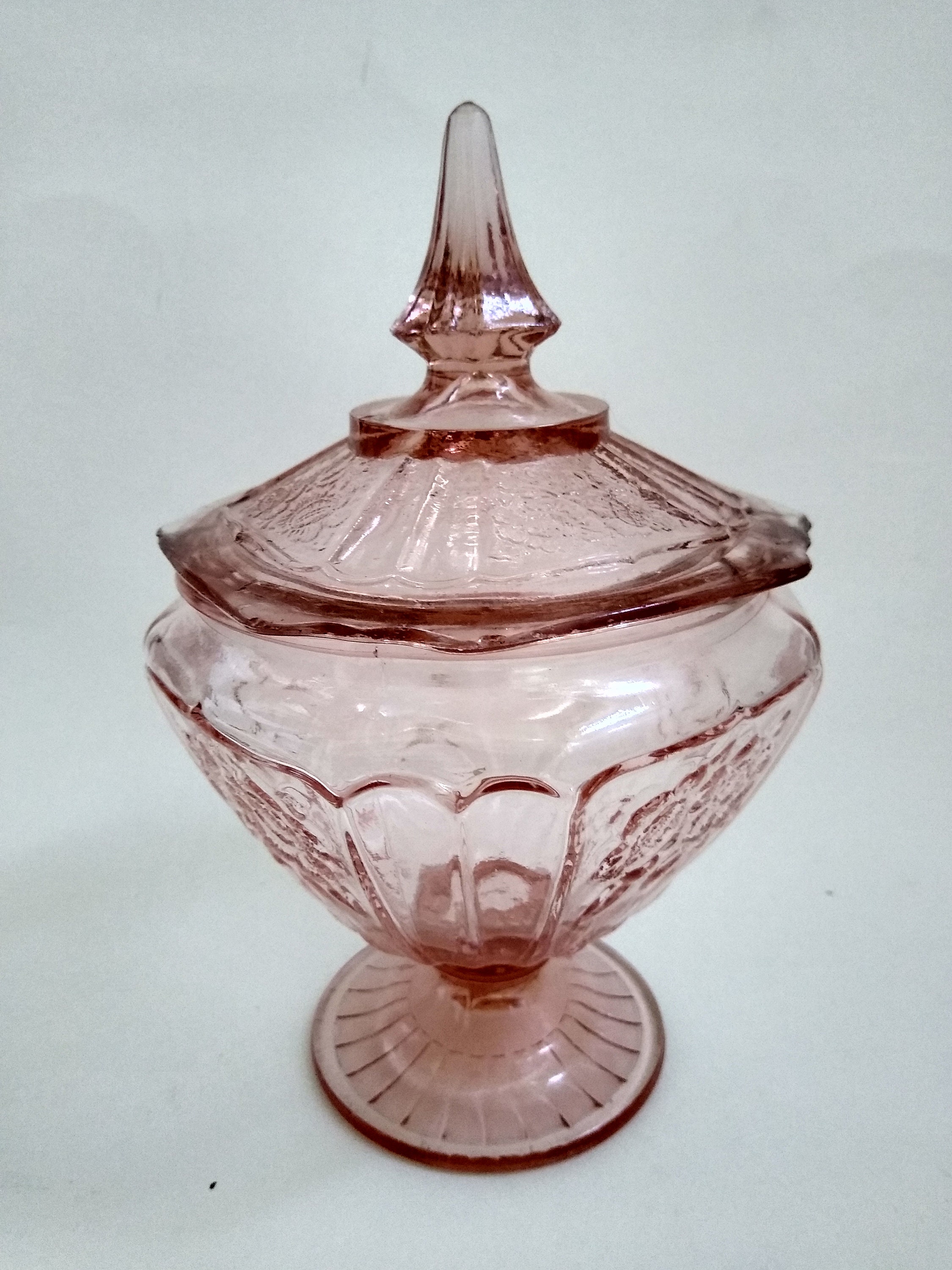 Pink Depression Glass Candy Jar. mayfair. Open Rose Pattern. - Etsy