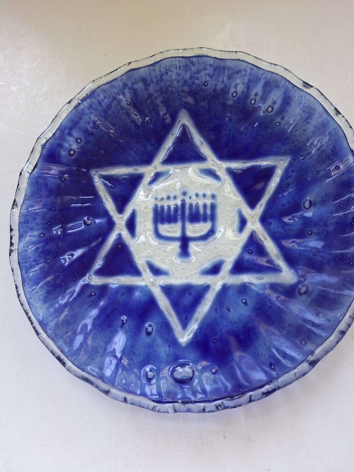 Hanukkah Plate 9" With Menorah and Star of David - Etsy