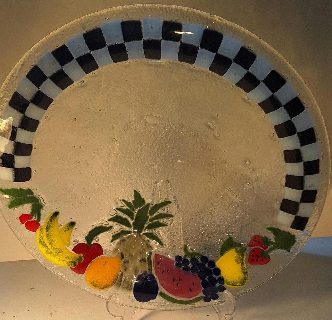 Peggy Karr "checkerboard Fruit" 14" Bowl 1988. - Etsy