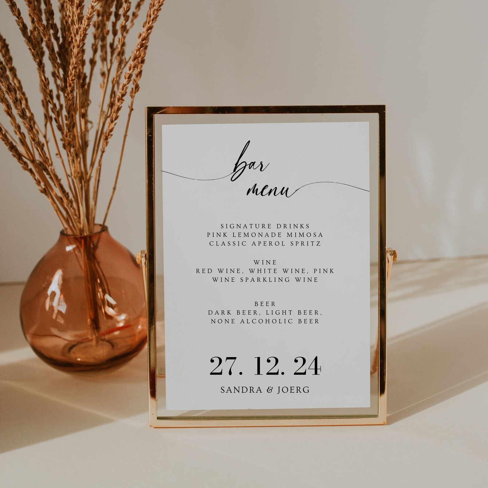 Minimalist Wedding Bar Menu, Table Cards, Wedding Table Cards, Wedding ...