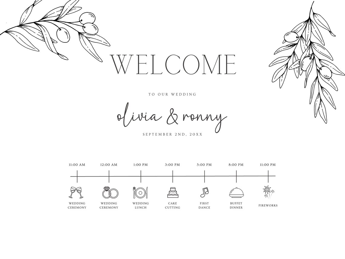 Wedding Timeline, Wedding Timeline Template, Wedding Day Timeline ...