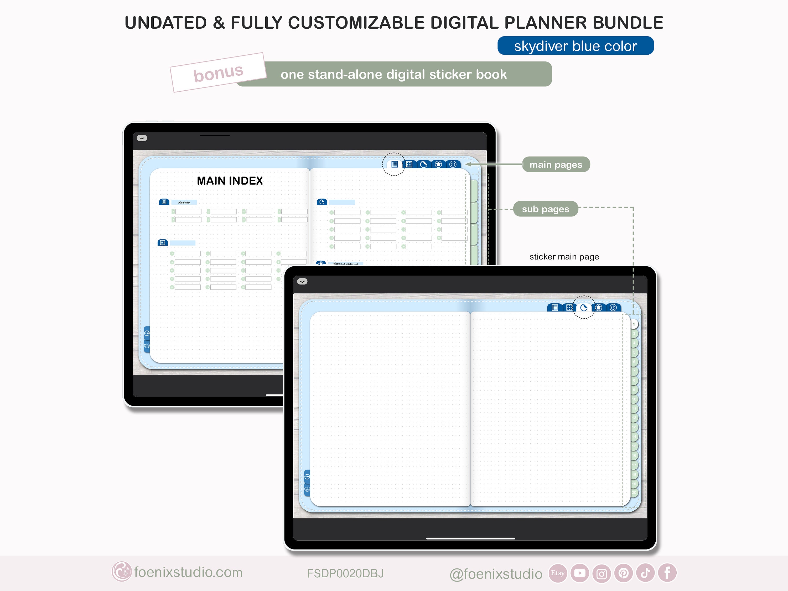 Customizable Digital Planner, Digital Journal, Undated, Dotted ...