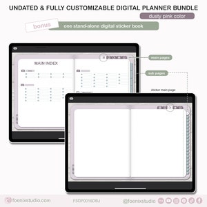 Customizable Digital Planner, Digital Journal, Undated, Dotted, DUSTY ...