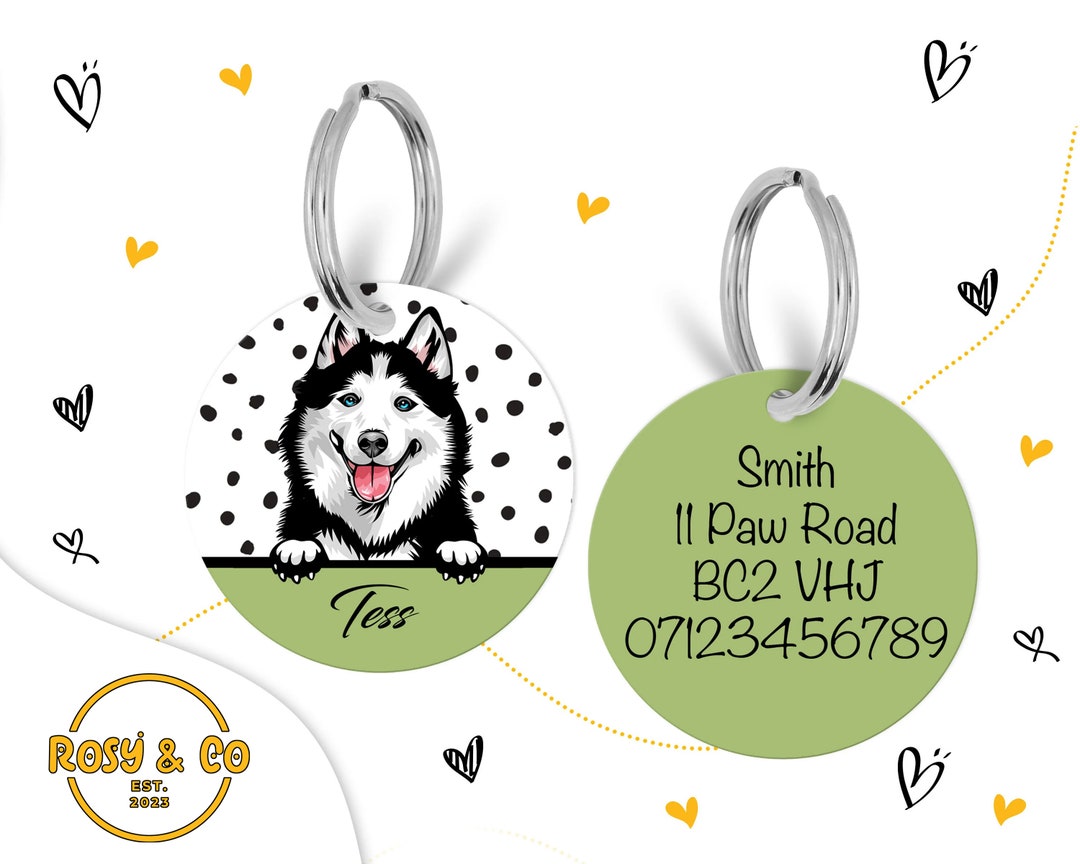 Dog Tag - Custom Dog ID Tags - Dog Name Tags - Custom Siberian Husky ...