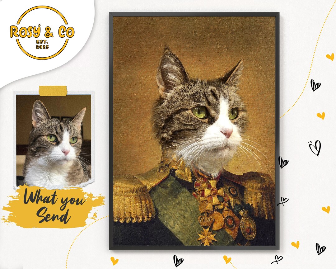 Custom Colonel Pet Portrait, Renaissance Dog or Cat Portrait, Old ...