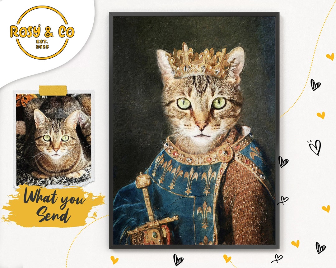 Pet Lover Christmas Gift, Regal Knight Sword Pet Portrait, Christmas ...