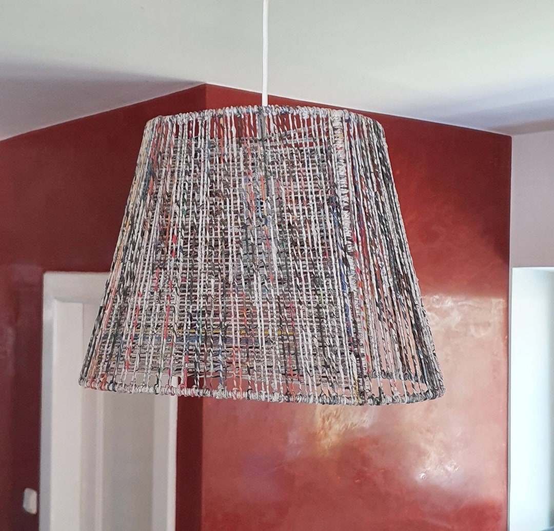 Pendant Lamp, Lampshade Covered With Newspaper Yarn. Very Fine and ...