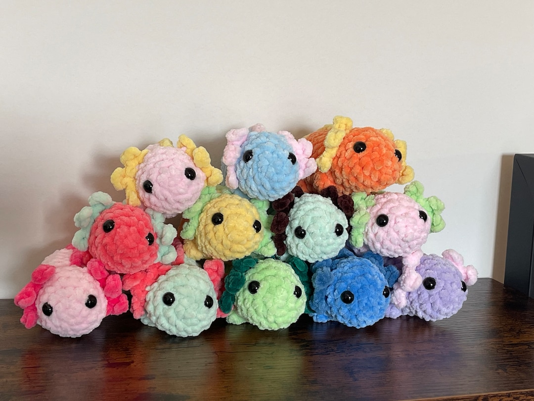 Mini Crochet Axolotls, Cute, Amphibian, Plushie, Pocket Buddy, Stocking ...
