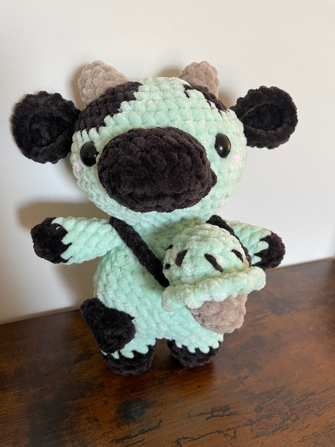Crochet Mint Chocolate Chip Cow Plushie, Crochet Cow, Cow Toy, Big Cow ...
