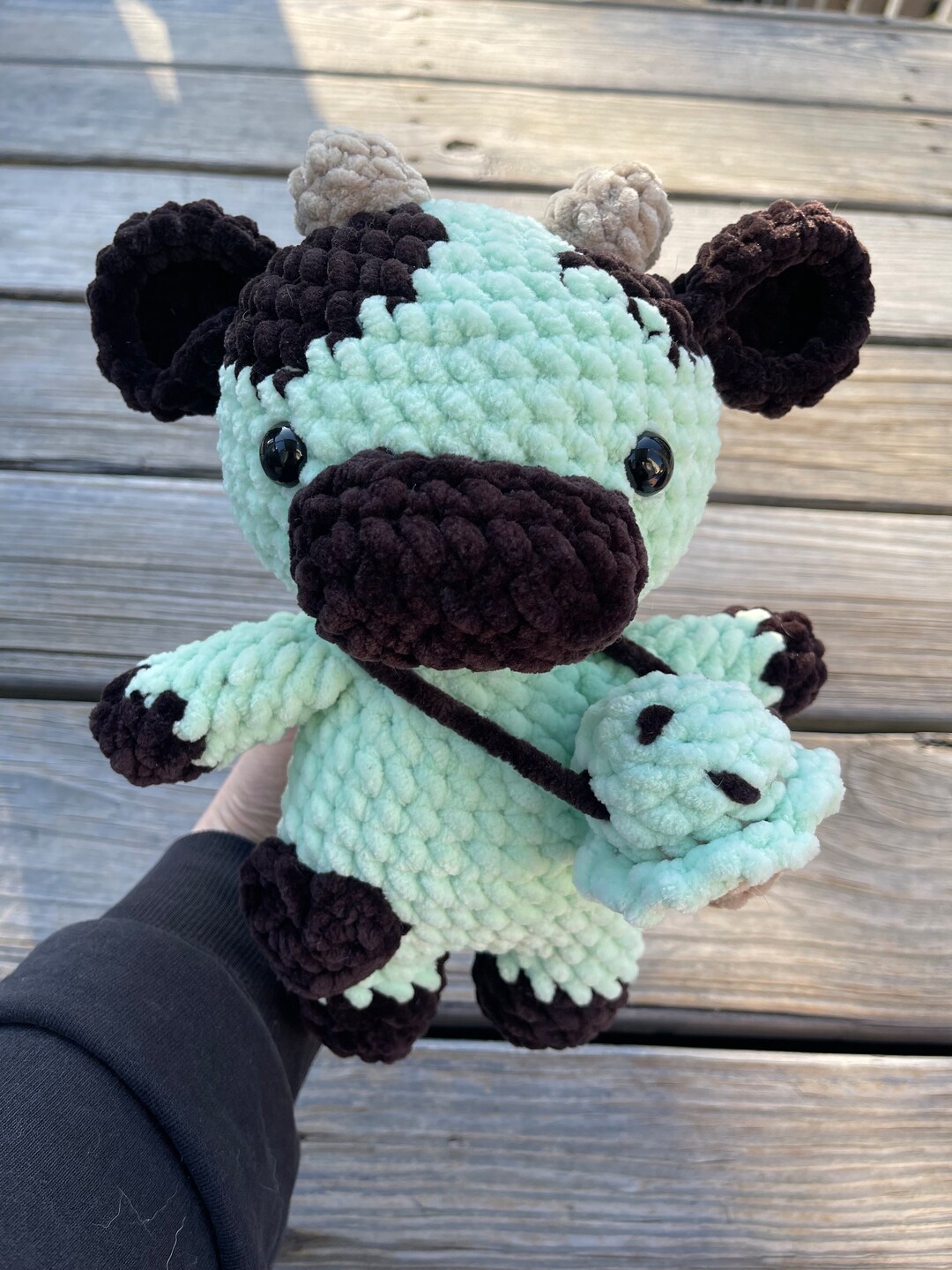 READY TO SHIP Crochet Mint Chocolate Cow Plushie Handmade - Etsy