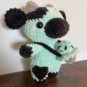 Crochet Mint Chocolate Chip Cow Plushie, Crochet Cow, Cow Toy, Big Cow ...