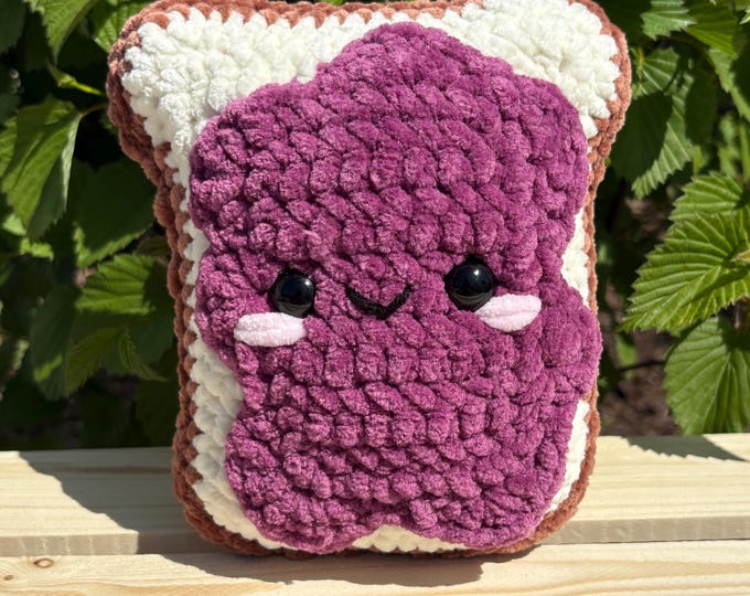 Crochet Toast With Jam, Food Plush, Stuffed Toy, Crochet Food Toy ...