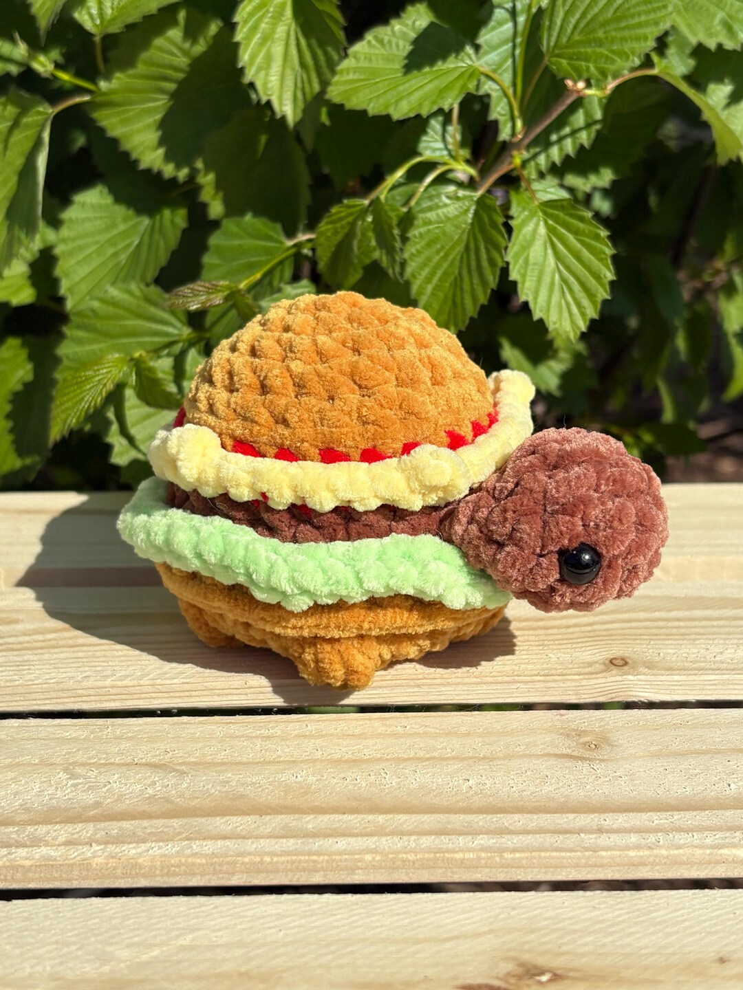 Mini Crochet Burger Turtle, Burger Plushie, Turtle Plushie, Sea ...