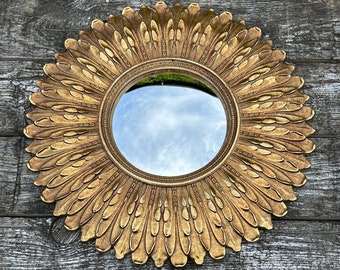 Patinated Golden Caesar Mirror Diameter 22 Cm - Etsy