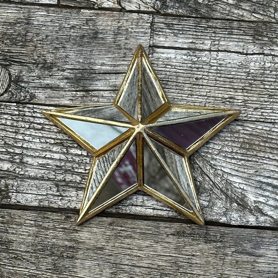 Star Wall Mirror Gold Patinated With 10 Facets Mirrors Diam 18 Cm - Etsy