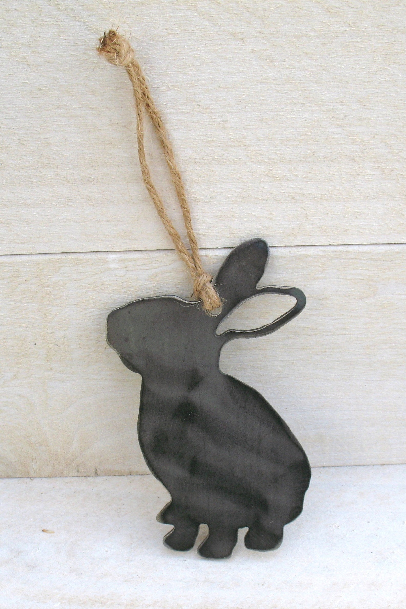 Rabbit Bunny Rustic Raw Steel Christmas Tree Ornament Easter Basket ...