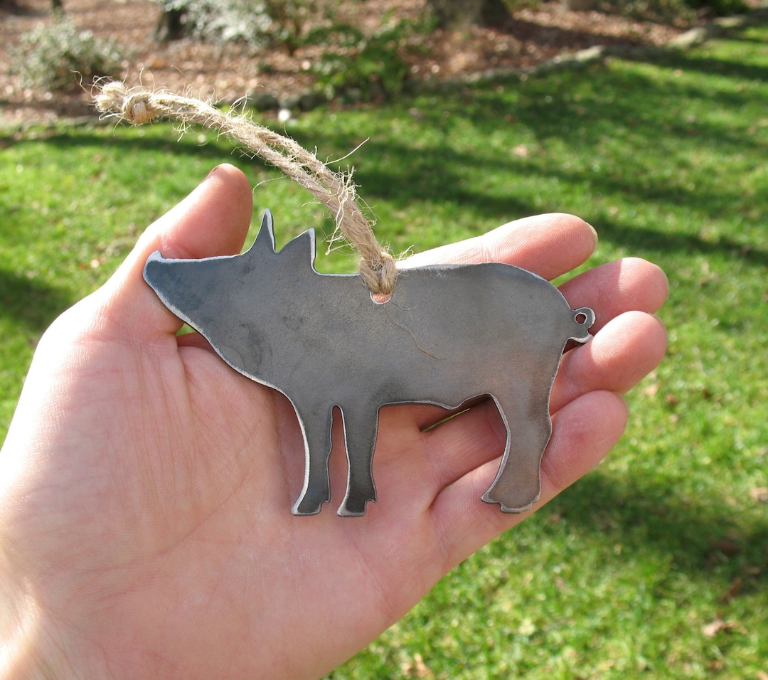 Pig Rustic Raw Steel Christmas Tree Ornament Metal Animal Lover Gift - Etsy