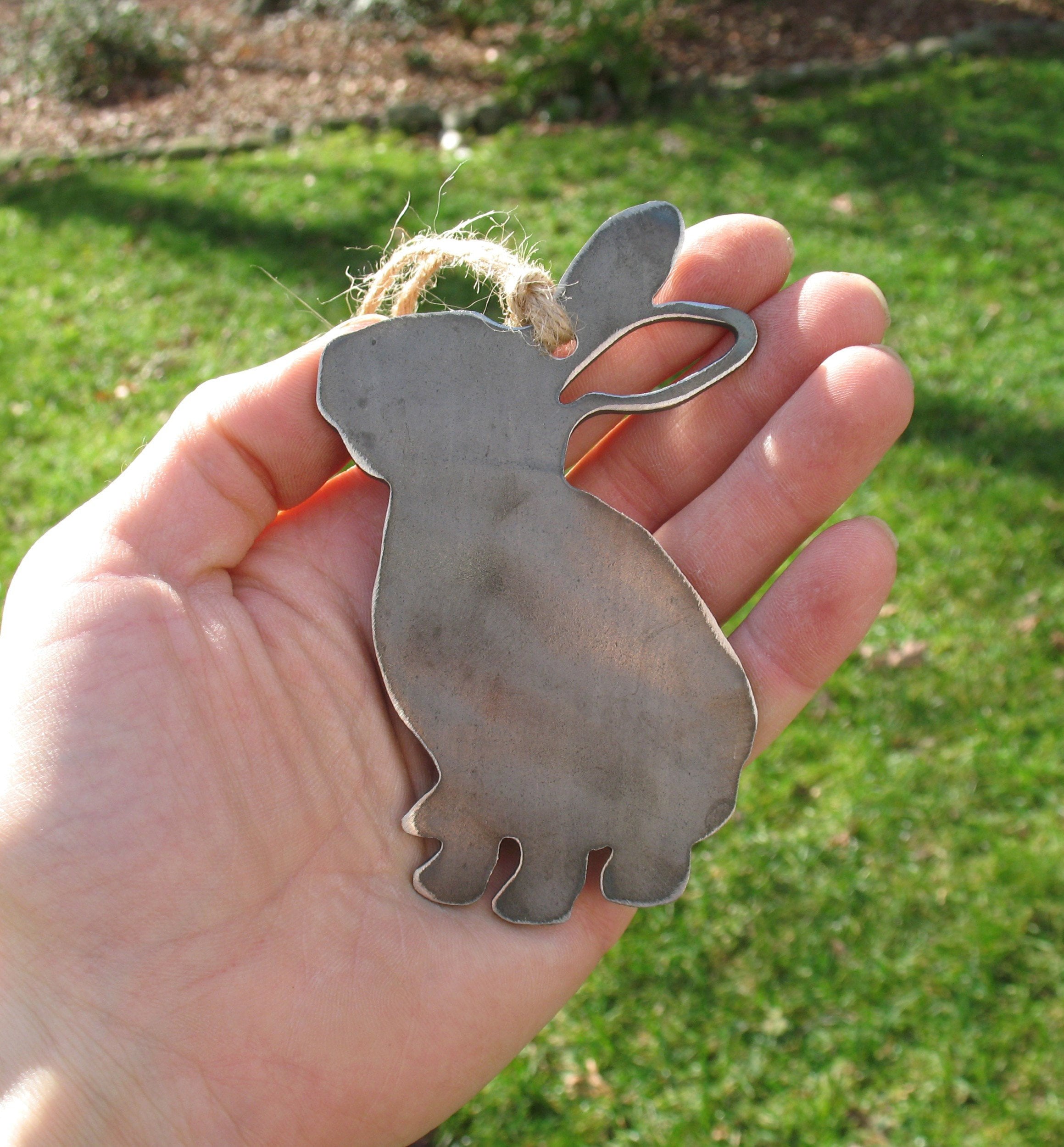 Rabbit Bunny Rustic Raw Steel Christmas Tree Ornament Easter Basket ...