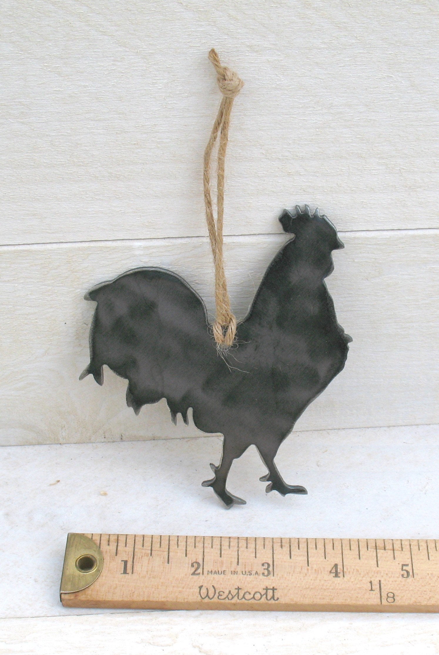 Rooster Rustic Raw Steel Christmas Tree Ornament Metal Animal Lover ...