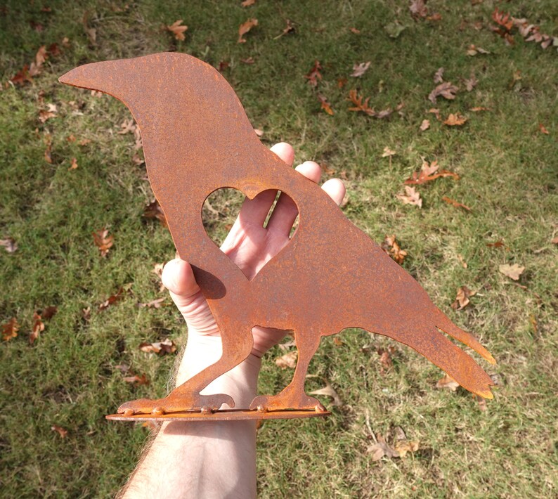 Crow Metal Garden Sculpture 1 - Crow Metal Statue - Rusty Metal Crow ...