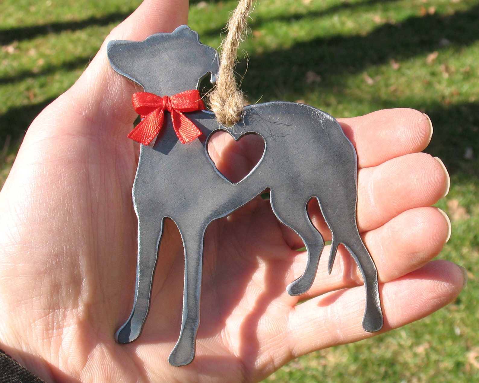 Italian Greyhound Dog Ornament W/ Red Bow - Metal Dog Christmas ...