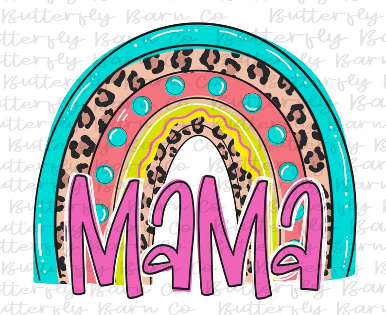 2 Files, Neon, Leopard Mama Mini Rainbow PNG | Instant Download ...