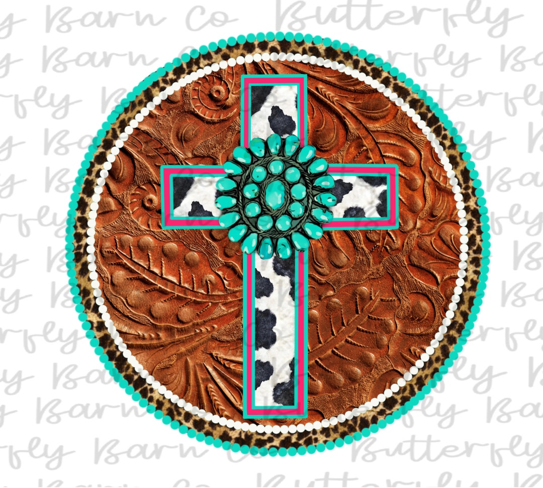 Christian Design | Western Cross PNG | Instant Download | Cow Hide ...