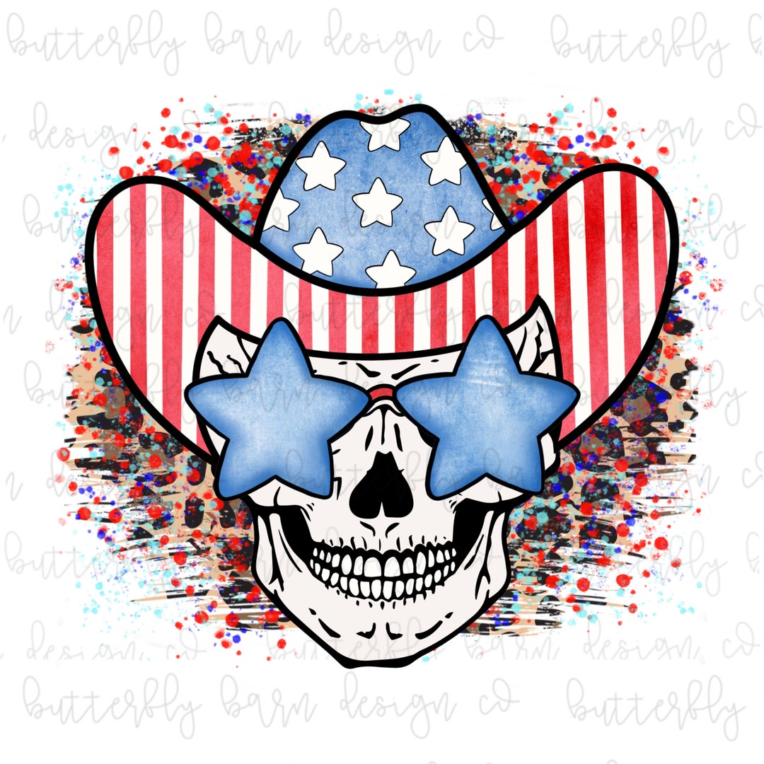 Skeleton Patriotic PNG America Cowboy Png Sublimation Design Leopard ...